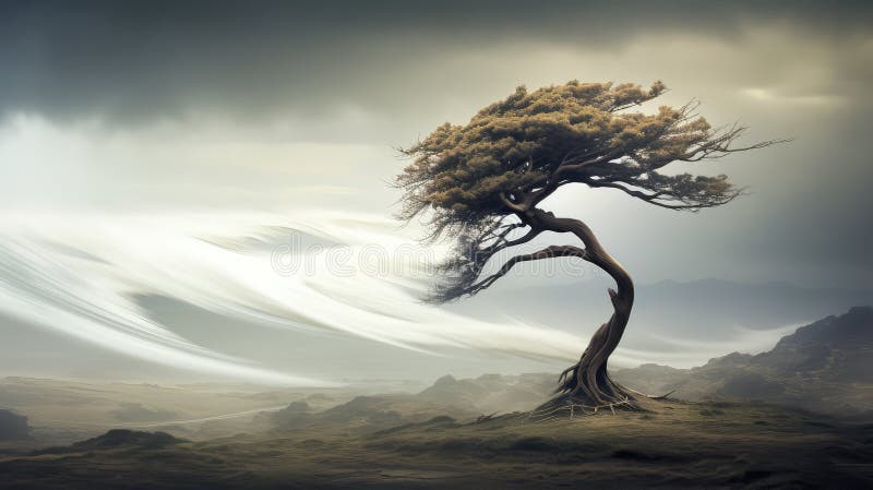 Branches windy tree stock illustration. Illustration of tall - 374208062