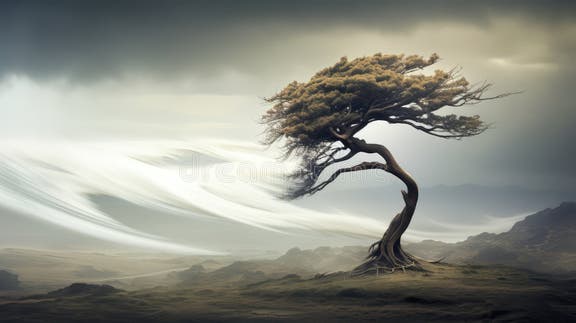 Branches windy tree stock illustration. Illustration of tall - 374208062