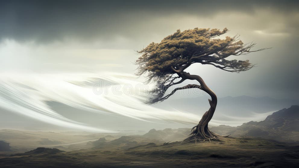 Branches windy tree stock illustration. Illustration of tall - 374208062