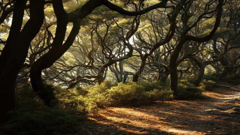 Branches windy trees stock photo. Image of serene, generated - 372224336