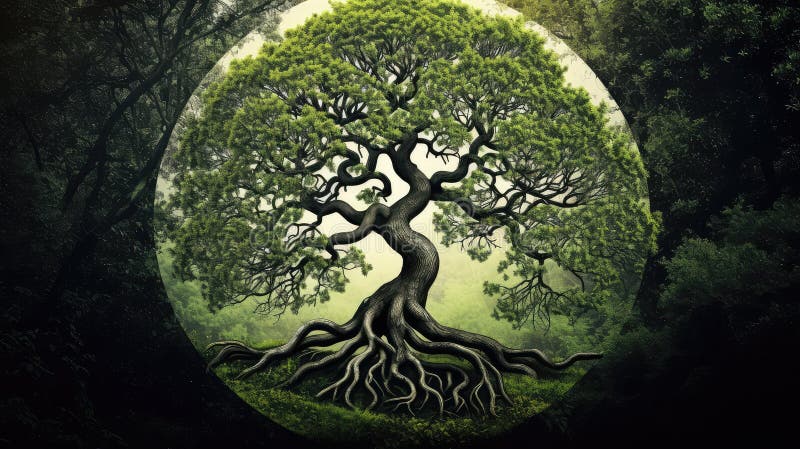 Branches yin yang tree stock image. Image of nature - 369226131