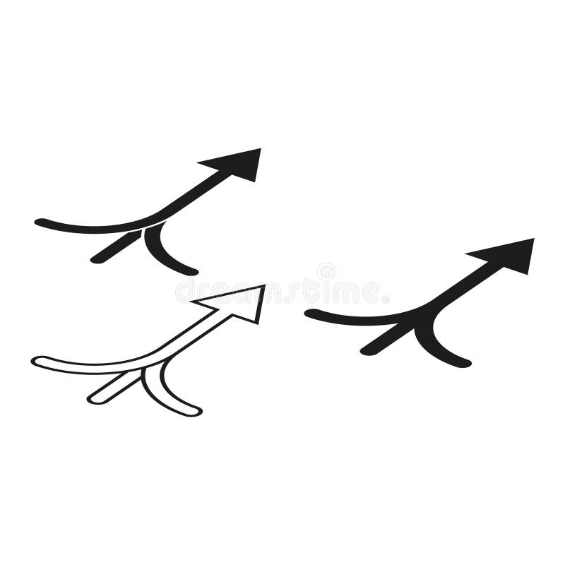 Branching Arrow Icons. Multiple Direction Symbol. Bold Black Shape ...