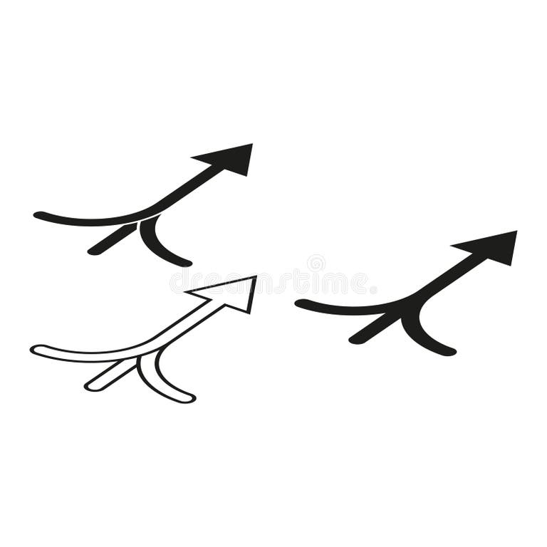 Branching Arrow Icons. Multiple Direction Symbol. Bold Black Shape ...