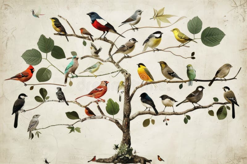 A Branching Tree Diagram Depicting the Evolution of Different Birds ...