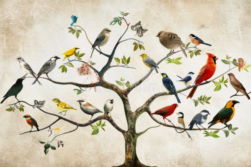 A Branching Tree Diagram Depicting the Evolution of Different Birds ...