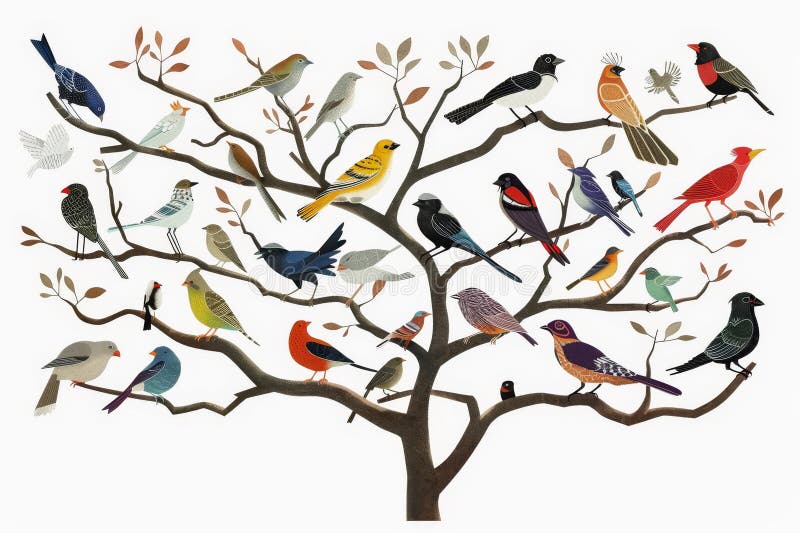 A Branching Tree Diagram Depicting the Evolution of Different Birds ...
