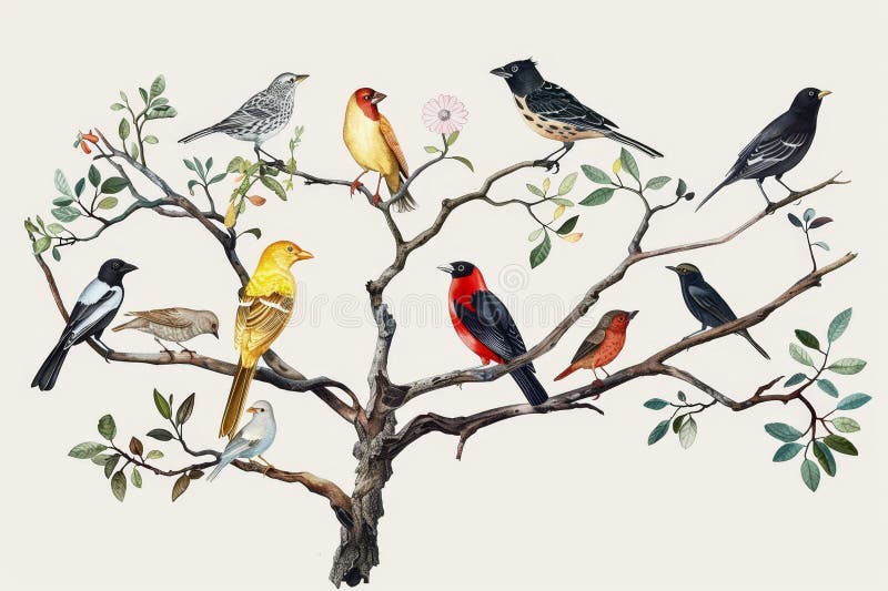 A Branching Tree Diagram Depicting the Evolution of Different Birds ...
