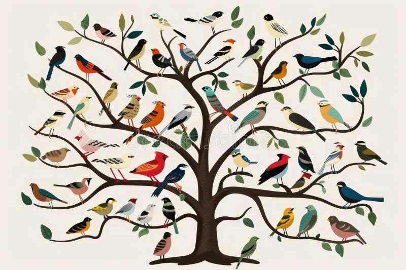 A Branching Tree Diagram Depicting the Evolution of Different Birds ...