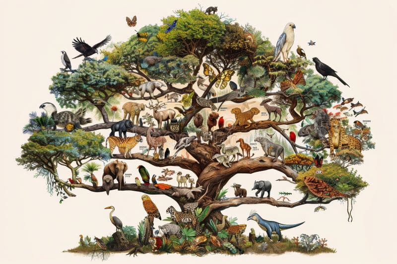 A Branching Tree Diagram Depicting the Evolution of Different Species ...