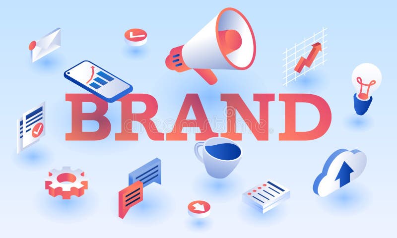 Brand Banner, Isometric Style Stock Vector - Illustration of concept ...