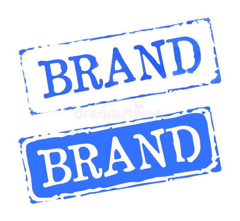 Brand. Blue Rectangular Rubber Stamp Isolated on White Background. Text ...