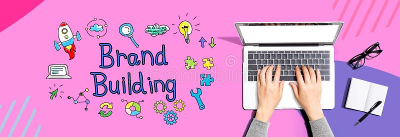 Brand Building with Person Using a Laptop Stock Image - Image of ...