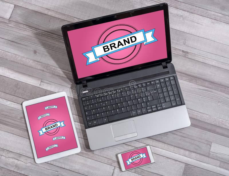 Brand Concept on Different Devices Stock Photo - Image of screen ...