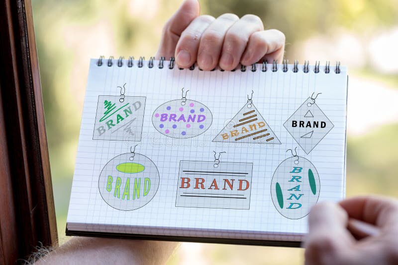 Brand concept on a notepad stock image. Image of name - 120849163