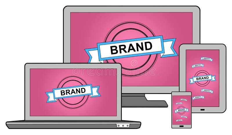 Brand Concept on Different Devices Stock Illustration - Illustration of ...