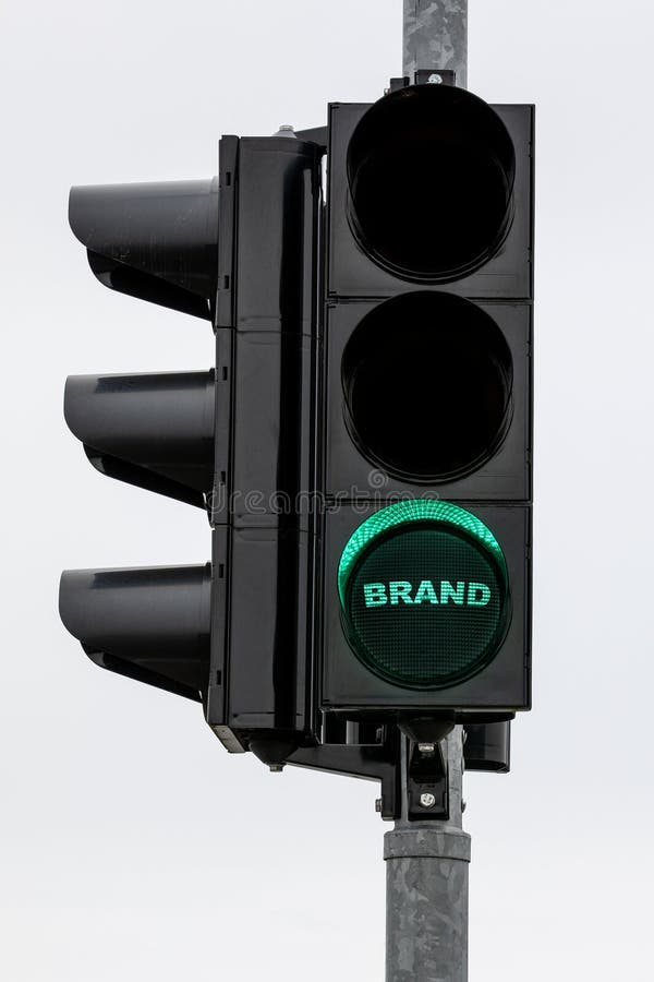 Brand Concept. Traffic Light with Green Light and Word Stock Photo ...
