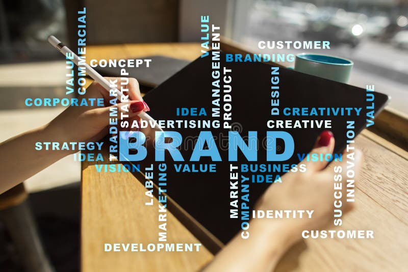 Brand Concept on the Virtual Screen. Business Concept. Words Cloud ...