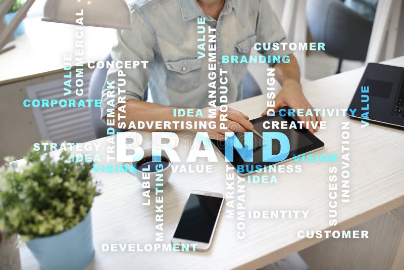 Brand Concept on the Virtual Screen. Business Concept. Words Cloud ...