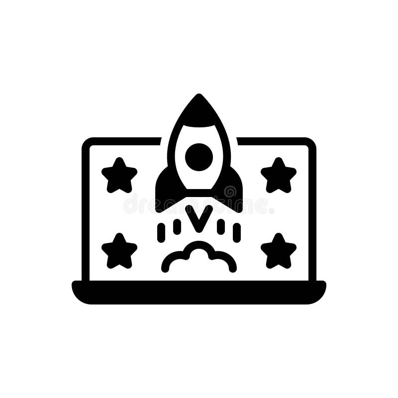 Black Solid Icon for Brand Development, Brand and Rocket Stock ...
