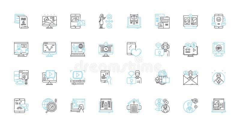 Brand Engagement Linear Icons Set. Interactivity, Connection ...