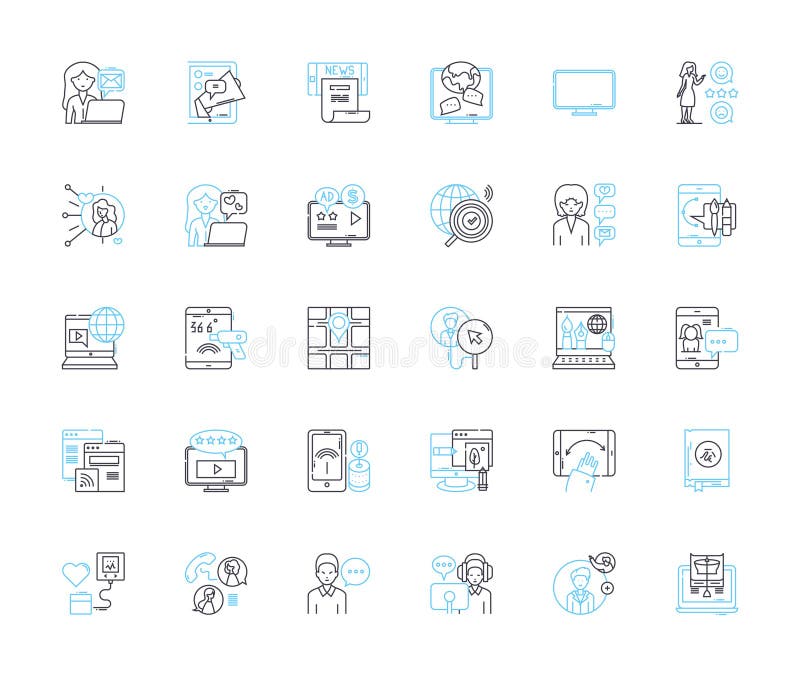 Brand Engagement Linear Icons Set. Interactivity, Connection ...