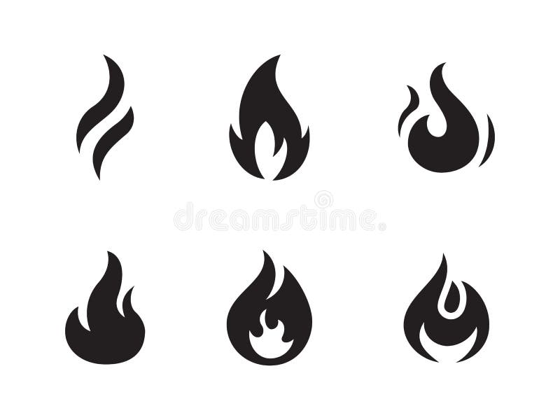 Brand flammar symboler stock illustrationer. Illustration av brännbart ...