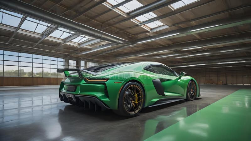 A Brand-less Generic Concept Car in a Garage. Generative Ai Stock ...