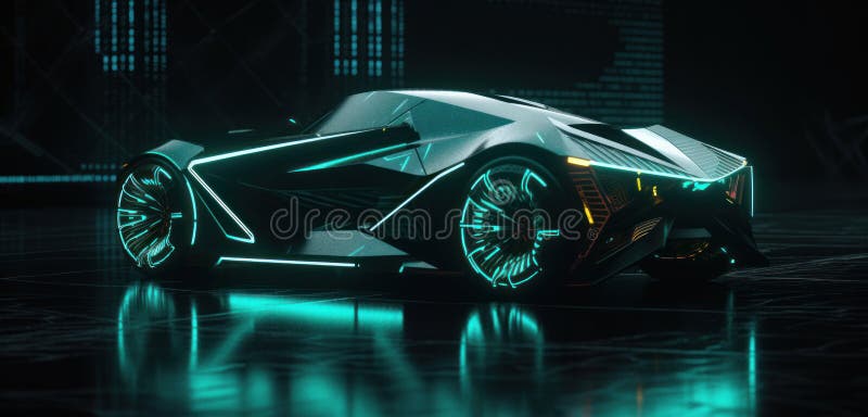 A Brand-less Generic Concept Car in Studio Environment Stock ...