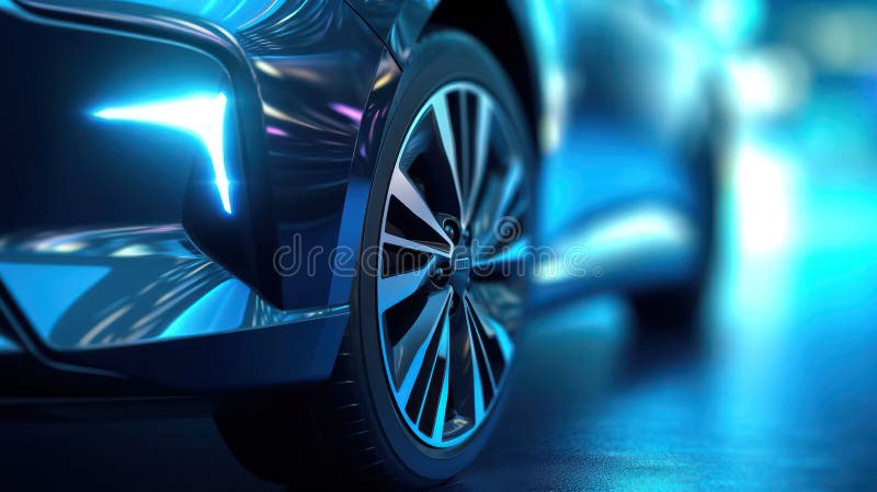A Brand-less Generic Concept Electric Car Wheel in Neon Light. AI ...