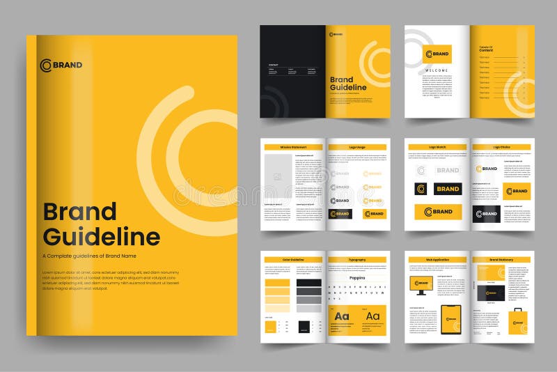 Brand Guideline Template and Brand Manual Brochure Layout Design Stock ...