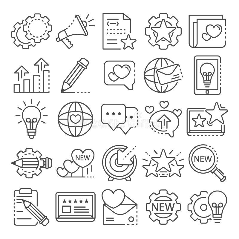 Brand Icon Set, Outline Style Stock Vector - Illustration of company ...