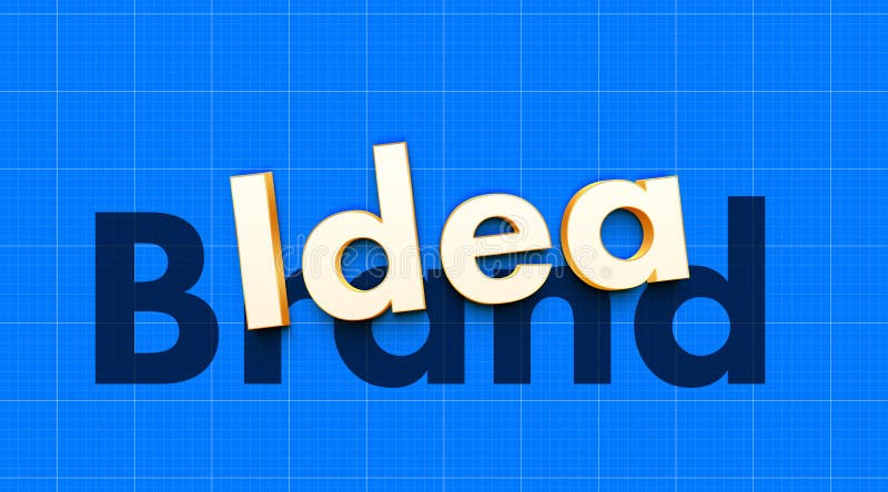 Brand Idea 3d Text Message. Blue Background Stock Illustration ...