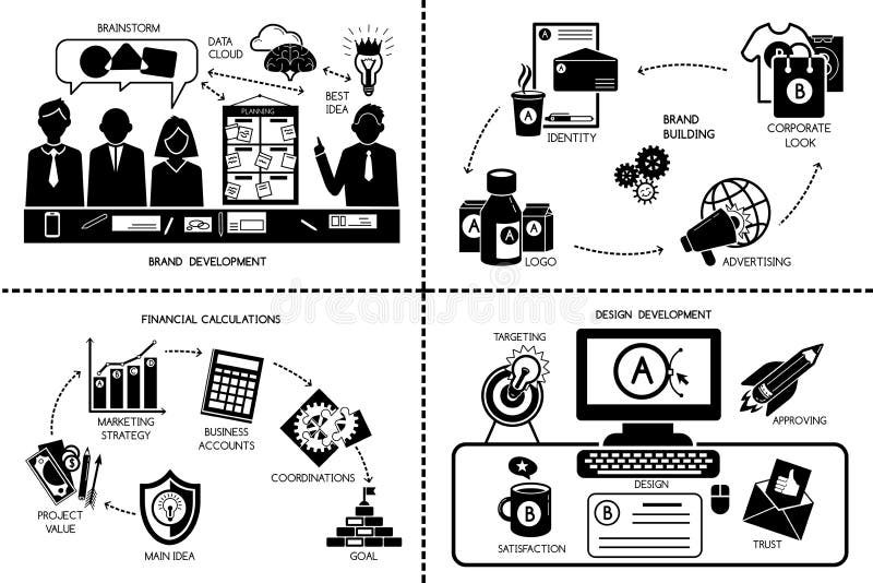 Brand Identity Banner Set, Simple Style Stock Vector - Illustration of ...