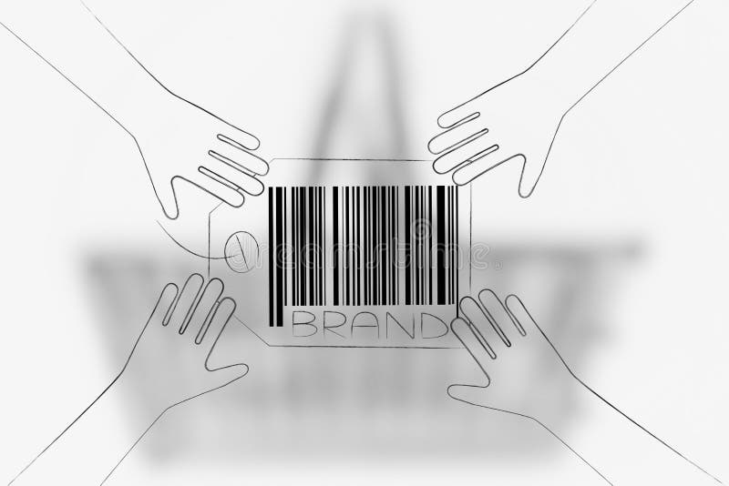 Brand Label with Hands Reaching for it Stock Illustration ...