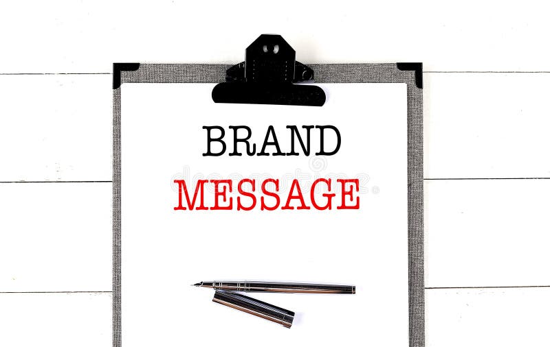BRAND MESSAGE Text on Clipboard on White Background Stock Image - Image ...