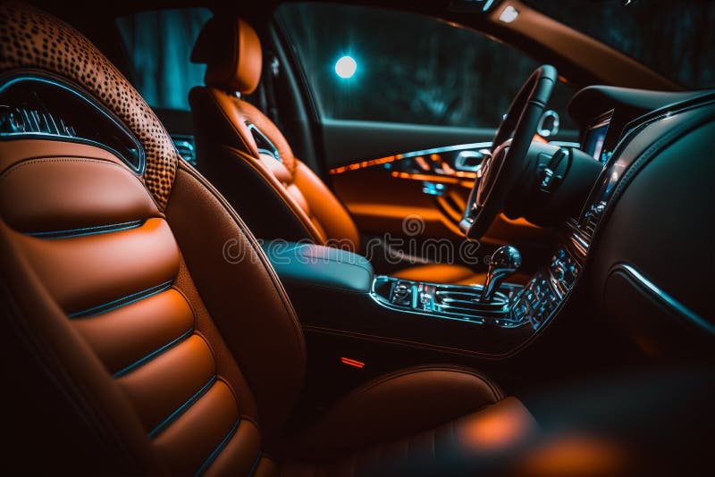 Brand New Car Interior with Modern Features Stock Illustration ...