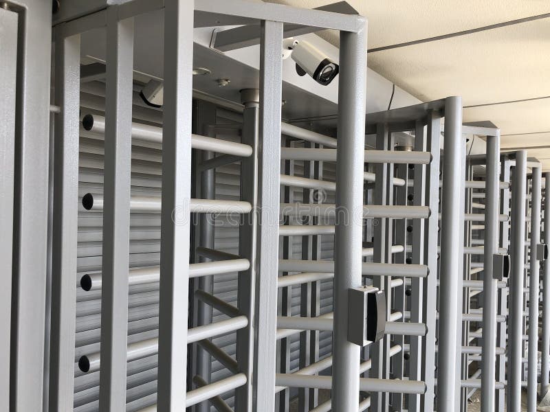 Brand New Closed Turnstiles with Ip Cameras Stock Photo - Image of ...