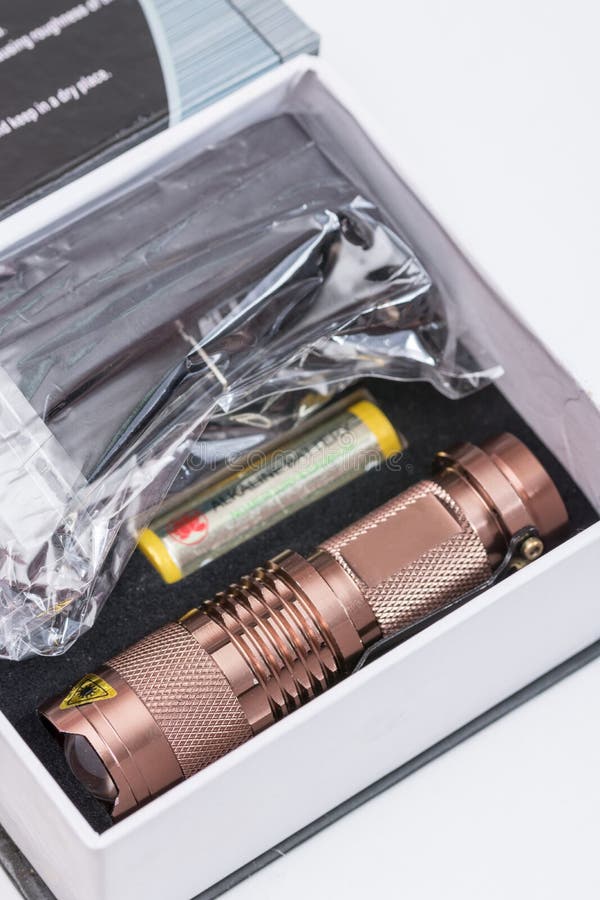 Brand New Flashlight in the Box Stock Photo - Image of flash, electric ...