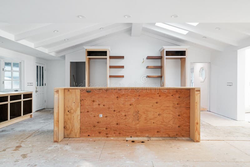 Brand New Modern Kitchen during in Building Process Editorial Stock ...