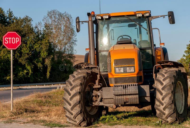 Orange Tractor Modified As Excavator Stock Image - Image of tool, fuel ...