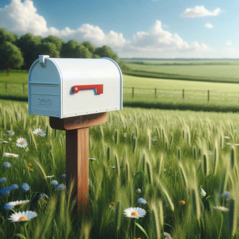 Brand New White Mailbox Mounted on a Wooden Post Stock Illustration ...