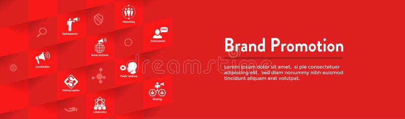 Brand Promotion Icon Set with Web Header Banner Stock Vector ...