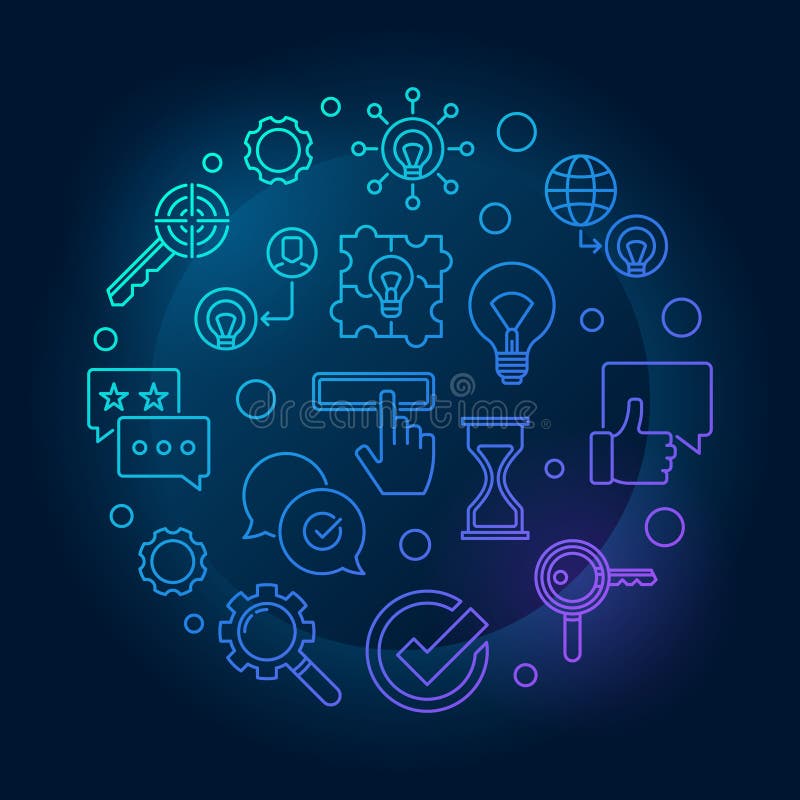 Brand Round Vector Blue Creative Illustration in Thin Line Style Stock ...