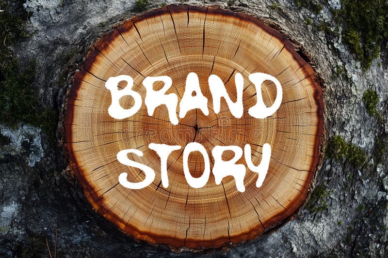 Brand Story Message Written on Cross Section Tree Trunk. Conceptual ...