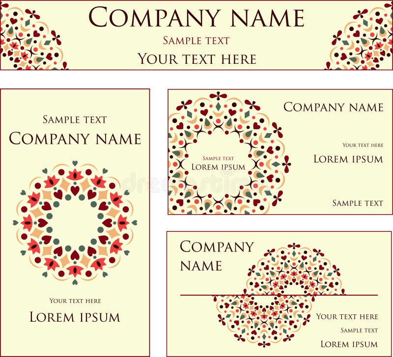 Brand style. Colored cards stock vector. Illustration of text - 67486494