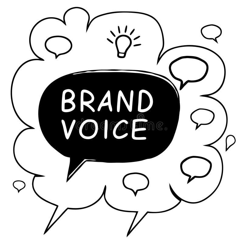 Brand Voice Communication Concept with Speech Bubbles and Light Bulb ...