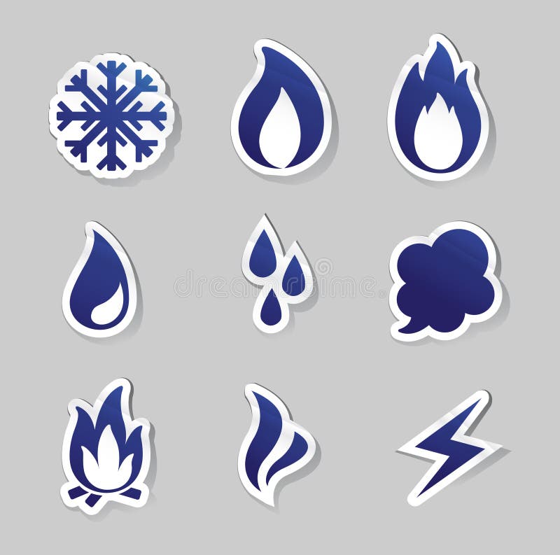 Brand, Vorst, Stoom, Waterpictogrammen Vector Illustratie ...