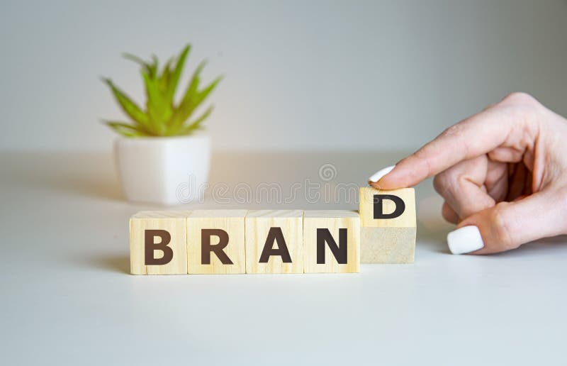 BRAND Word Made with Building Blocks on White Stock Image - Image of ...