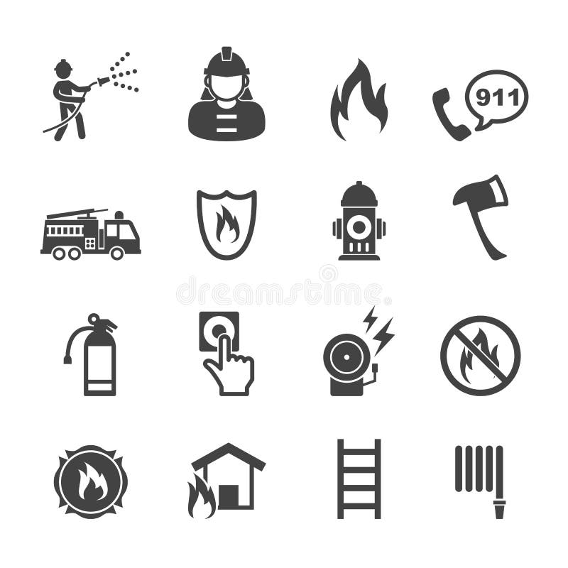 Brand-brigade En Brandweermanapparatuur Pictogram - Vector I Vector ...