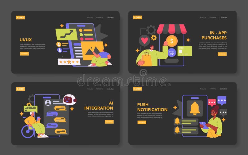 Branded App. Flat Vector Illustration Stock Vector - Illustration of ...